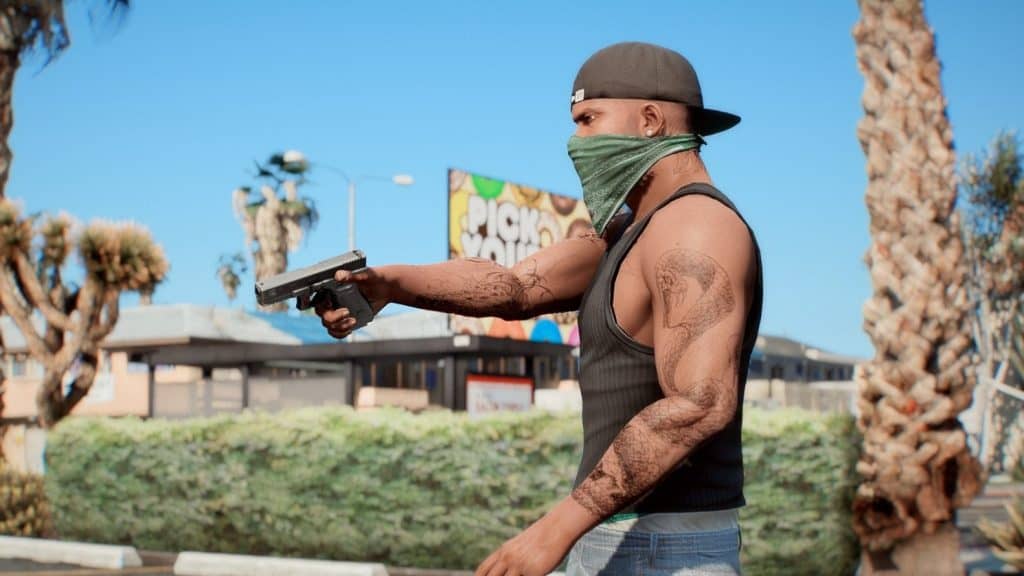 One-Handed Gangster Hold for Franklin - GTA 5 Mod Download